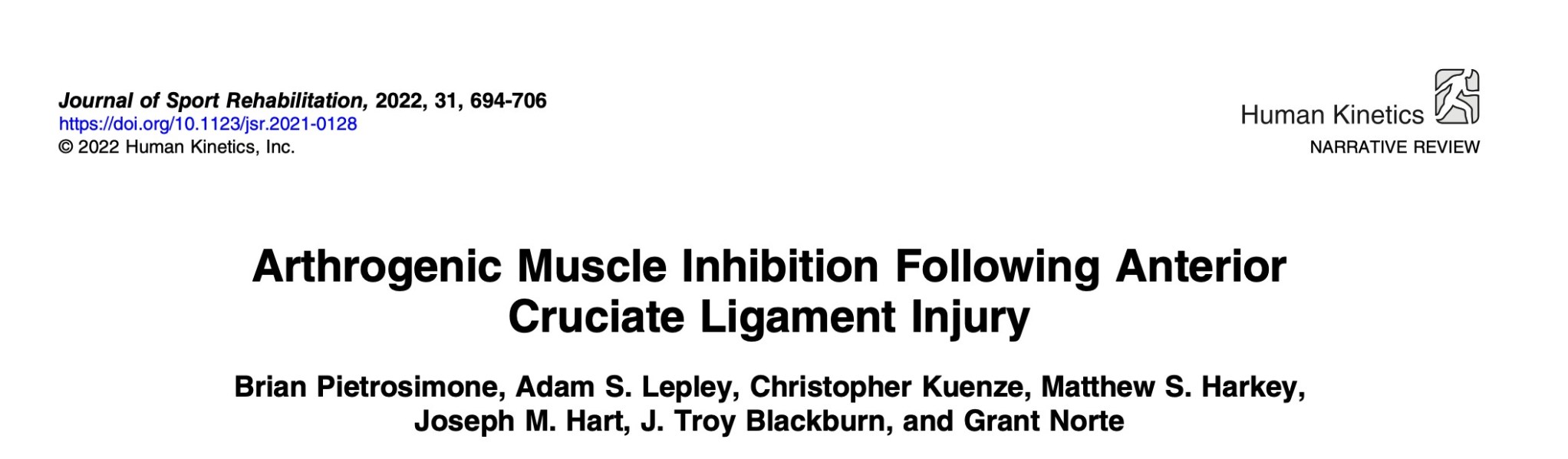 「韌帶修好了，為何肌肉不聽話？」- 前十字韌帶術後的關節肌肉自主抑制 – 運動防護專業知識